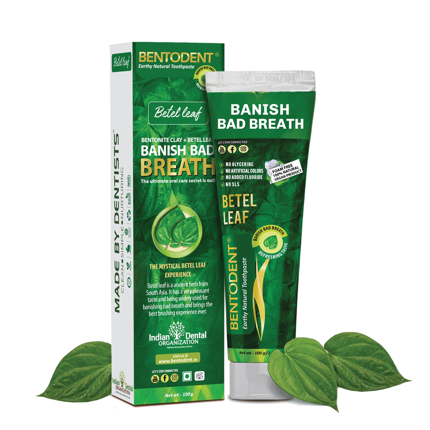 Bentodent Betel Leaf Organic Toothpaste - SLS Free - 100 gm