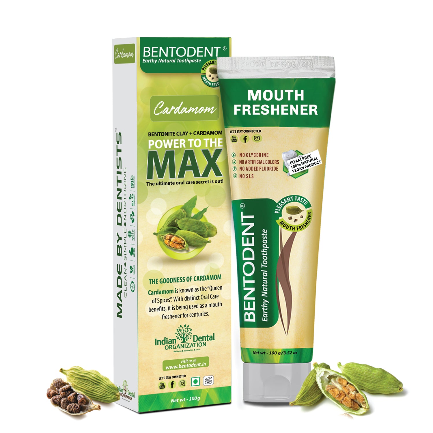 Bentodent Cardamom Toothpaste - Natural & Fluoride Free - 100 gm ...