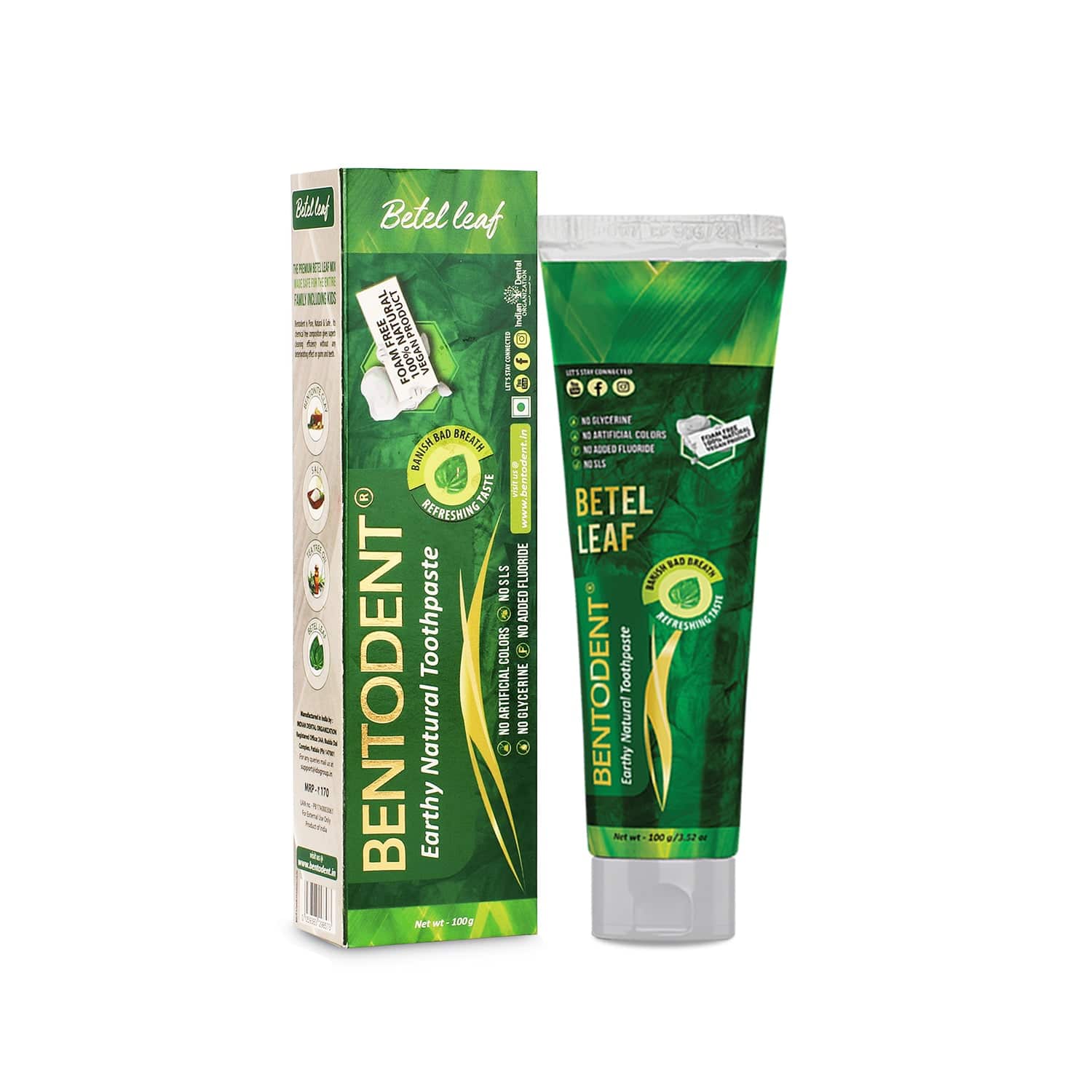 Bentodent Betel Leaf Organic Toothpaste - SLS Free - 100 gm | Indian ...