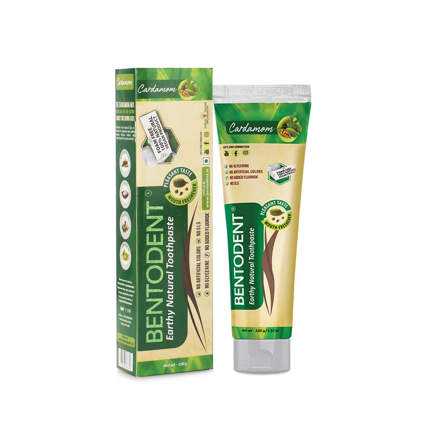 Bentodent Cardamom Toothpaste - Natural & Fluoride Free - 100 gm ...